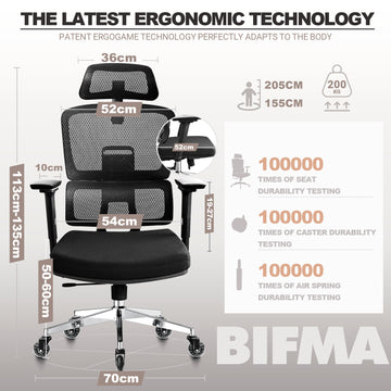 MELOKEA 200kg Heavy Duty Office Chair - Big & Tall Ergonomic Support